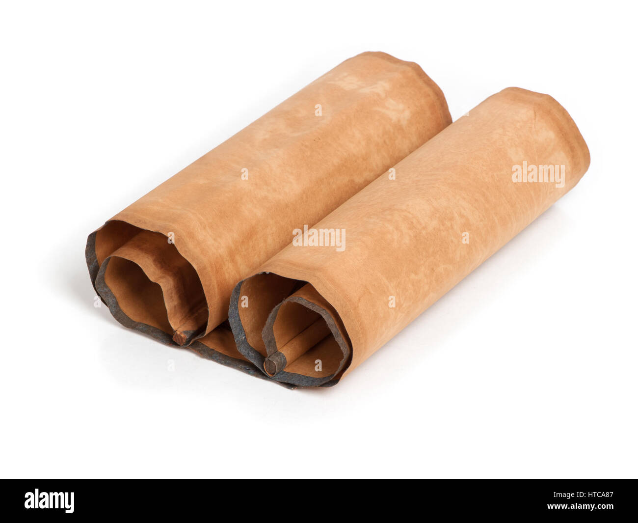 Parchment scroll isolated on white background Stock Photo - Alamy