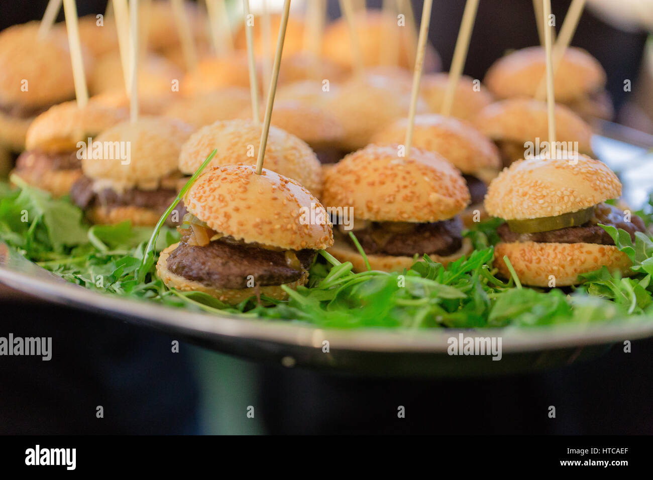 Sliders on a platter of grass Stock Photo - Alamy