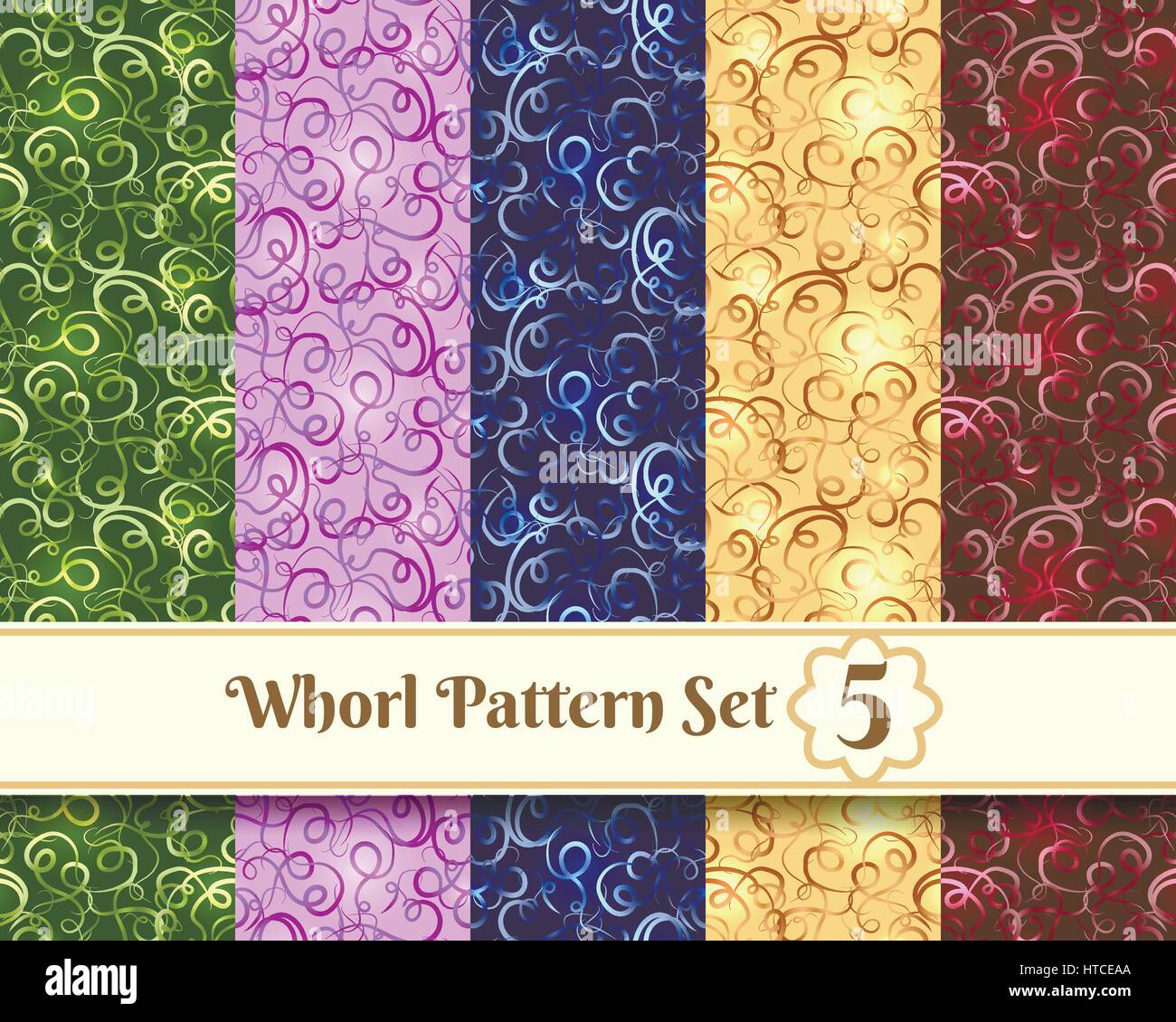 Colorful whorl floral seamless patterns. Effortless vector backdrops ...