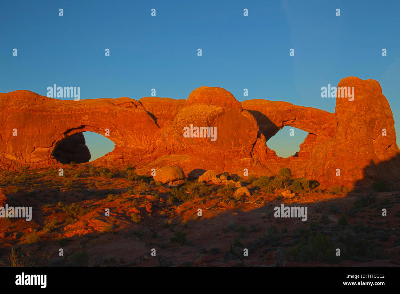 The Windows at sunset, Arches National Park, UT, USA Stock Photo - Alamy