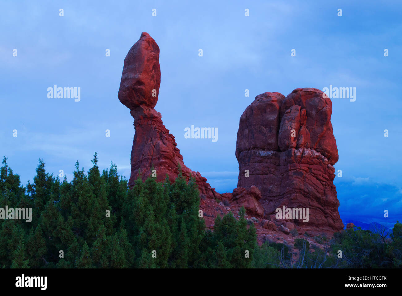 Balanced Rock and Off Balance Rock, Arches National Park, UT, USA Stock ...