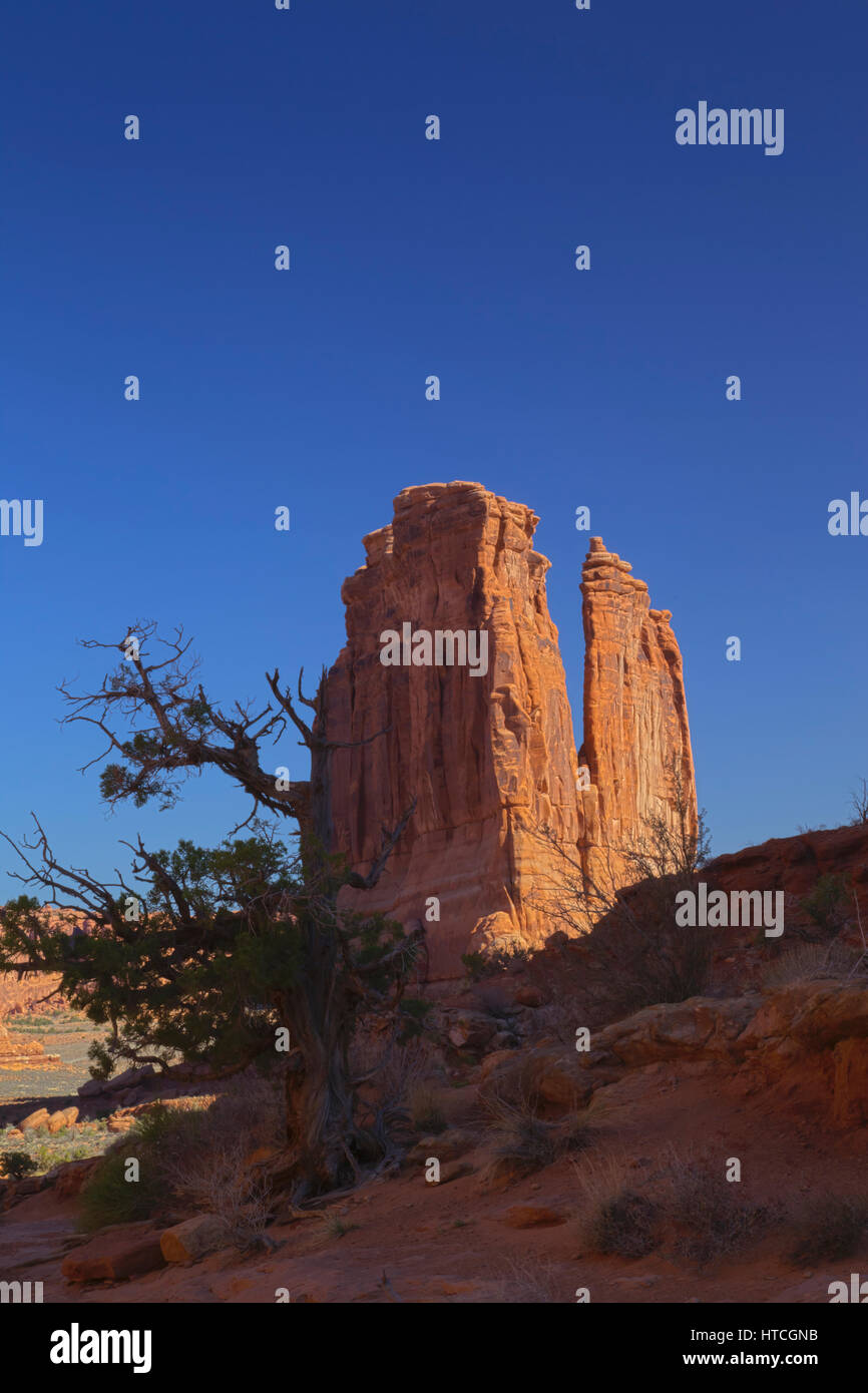 Courthouse Towers rock formation, Arches National Park, UT, USA Stock ...