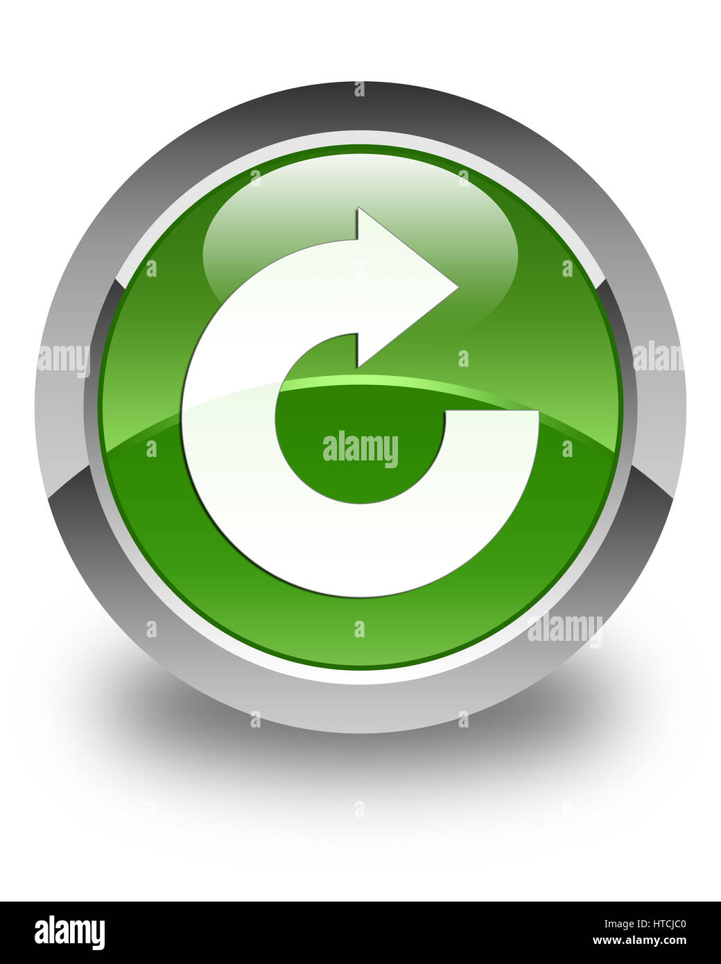 Reply arrow icon isolated on glossy soft green round button abstract ...