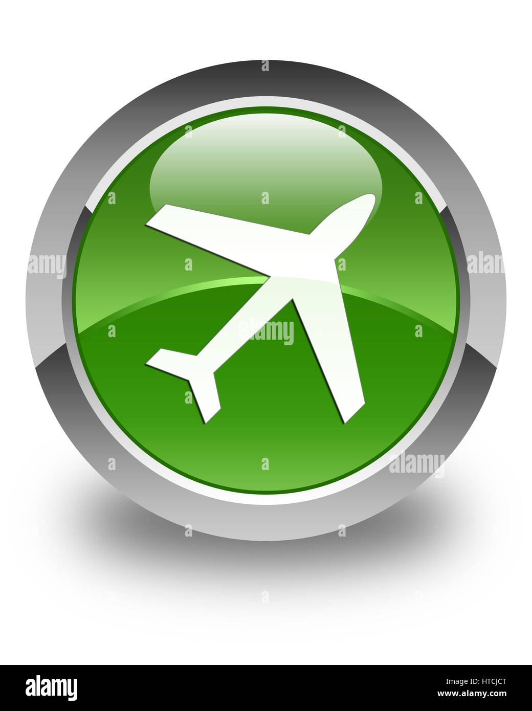 Plane icon isolated on glossy soft green round button abstract ...