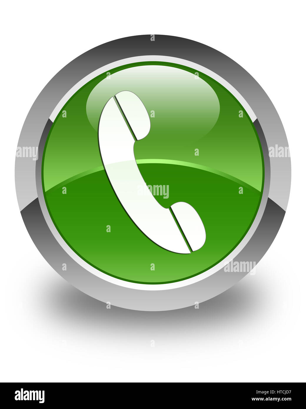 Phone icon isolated on glossy soft green round button abstract ...