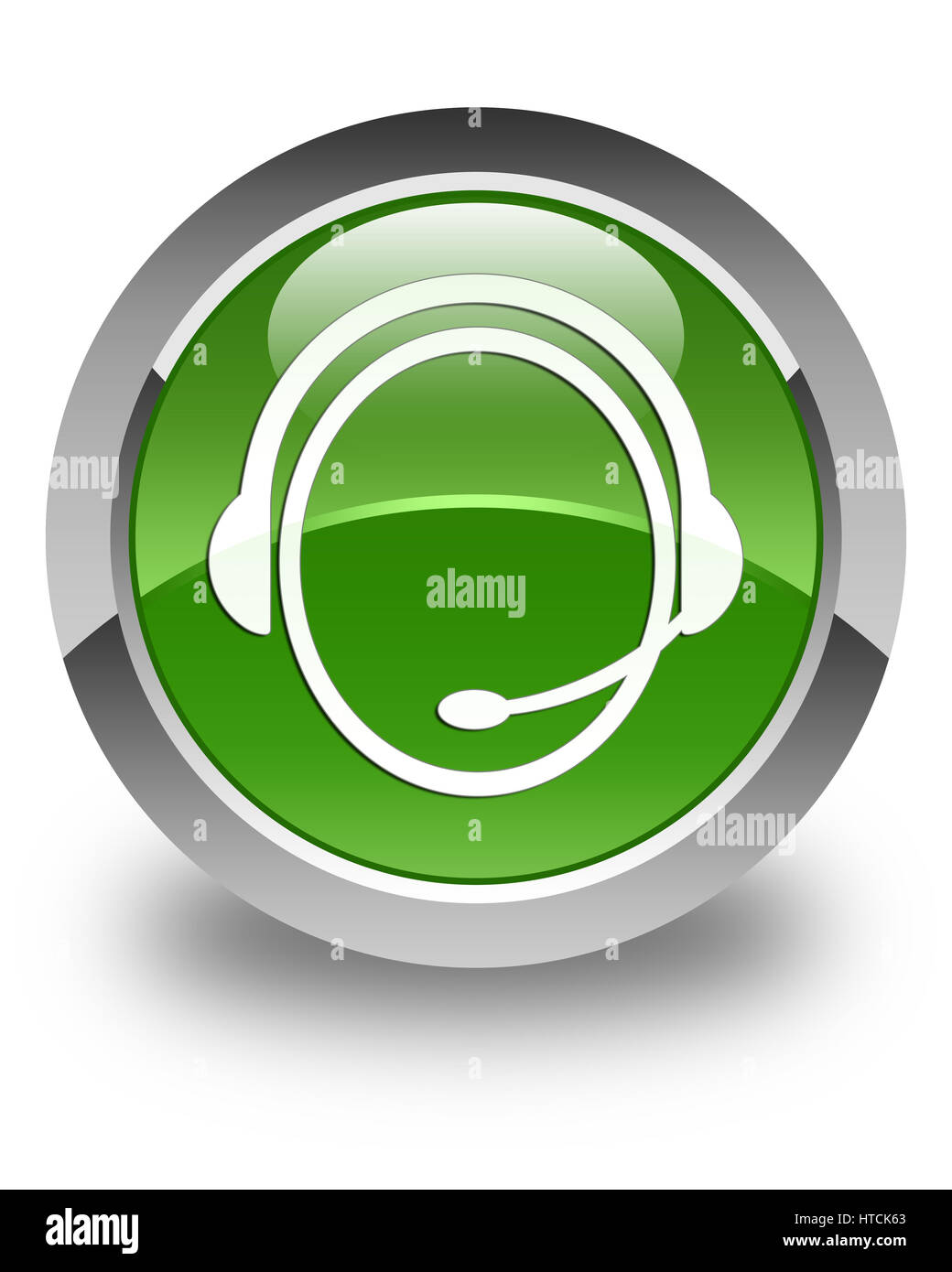 Customer care service icon isolated on glossy soft green round button ...
