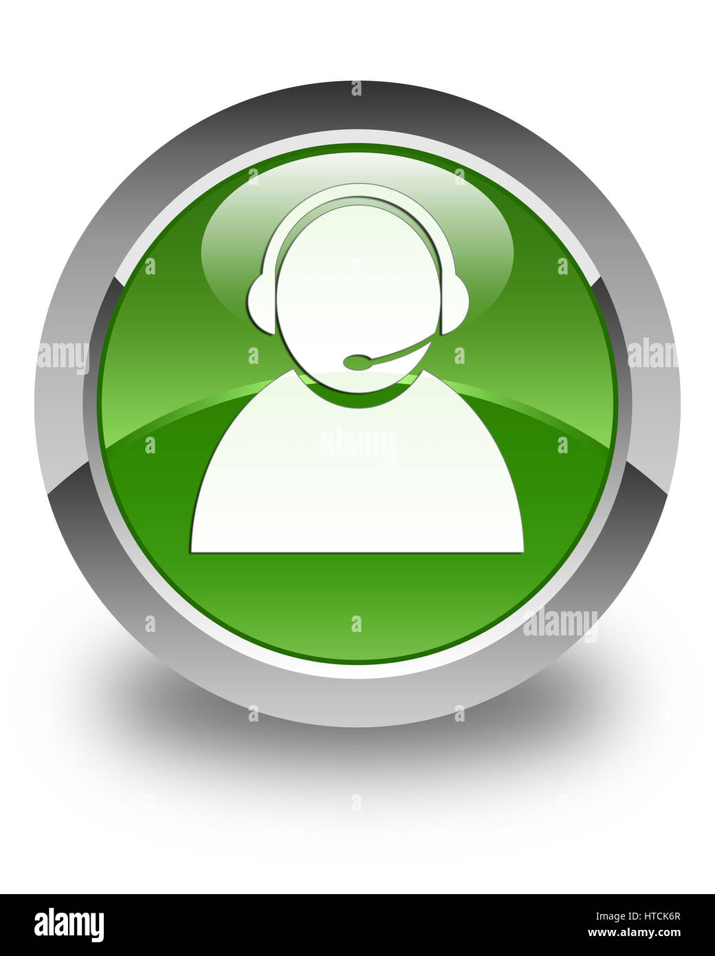 Customer care icon isolated on glossy soft green round button abstract ...