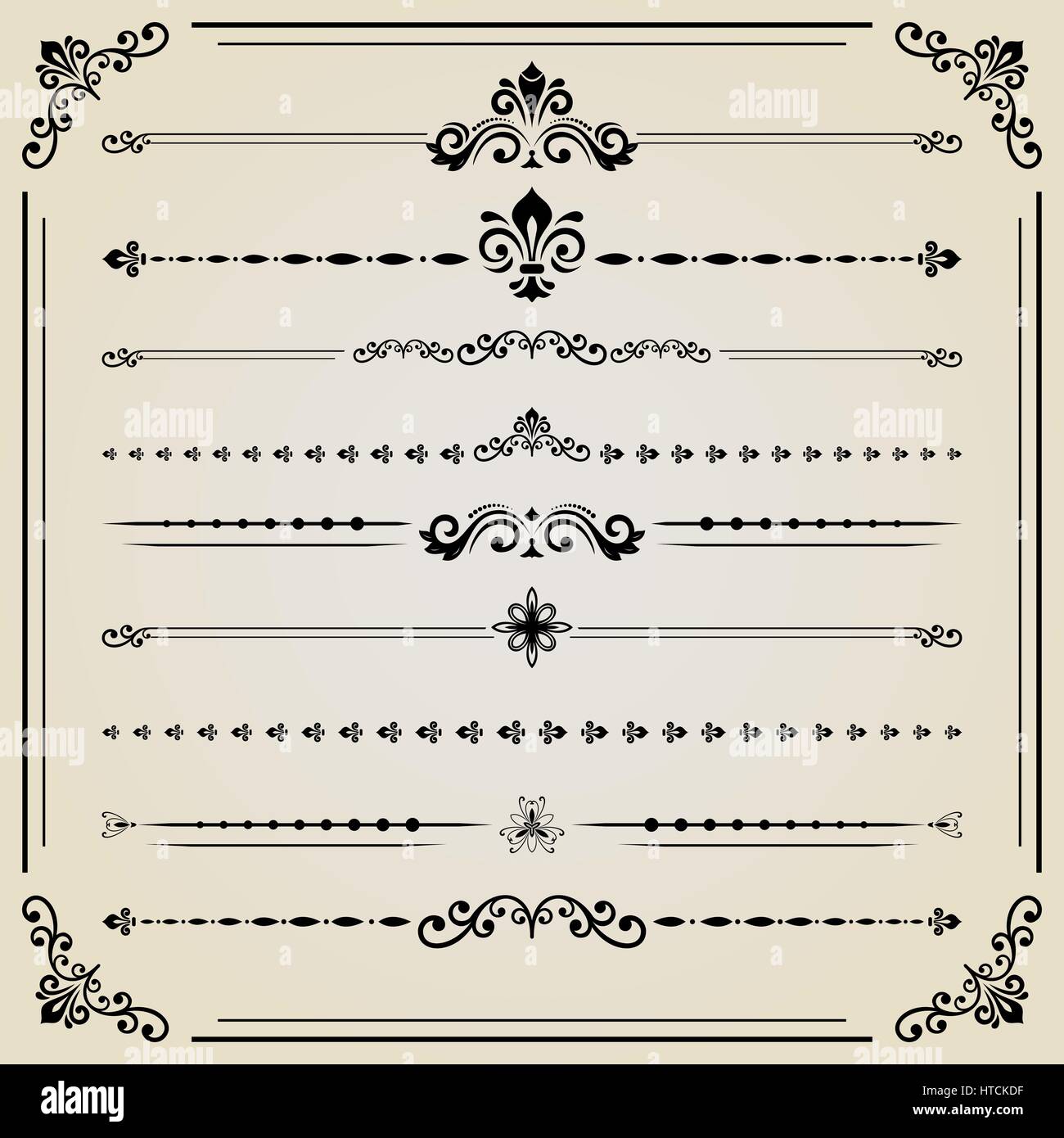 Vintage Set of ector Horizontal Elements Stock Vector Image & Art - Alamy