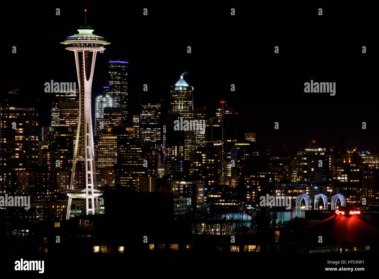 Seattle Skyline At Dusk From Kerry Park High Resolution Stock ...