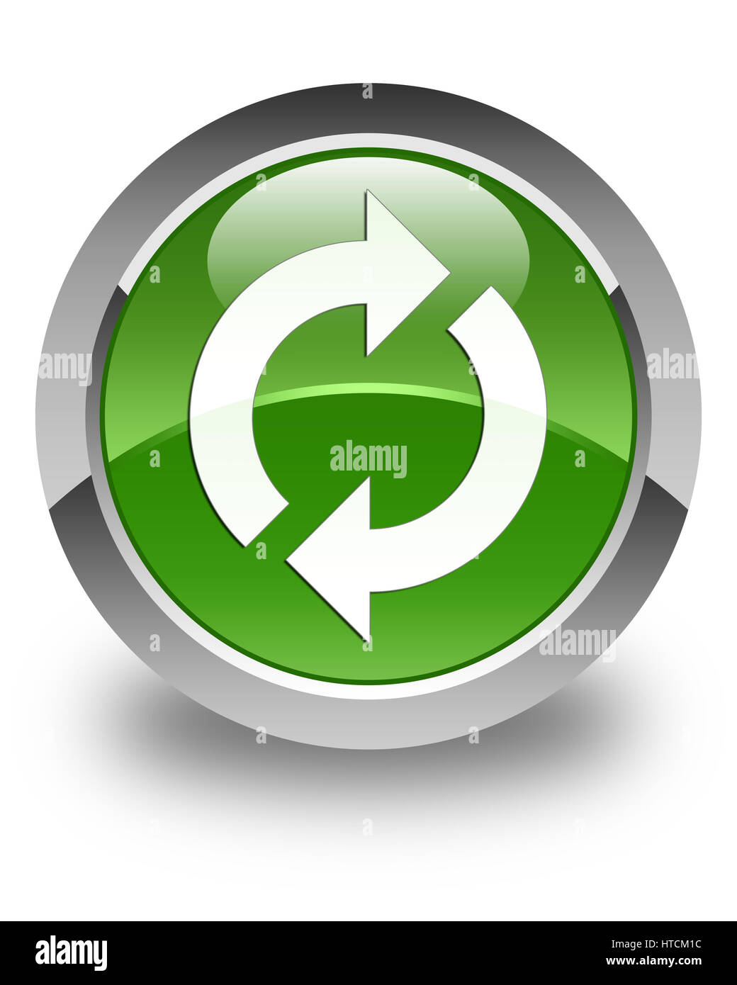 Update icon isolated on glossy soft green round button abstract ...
