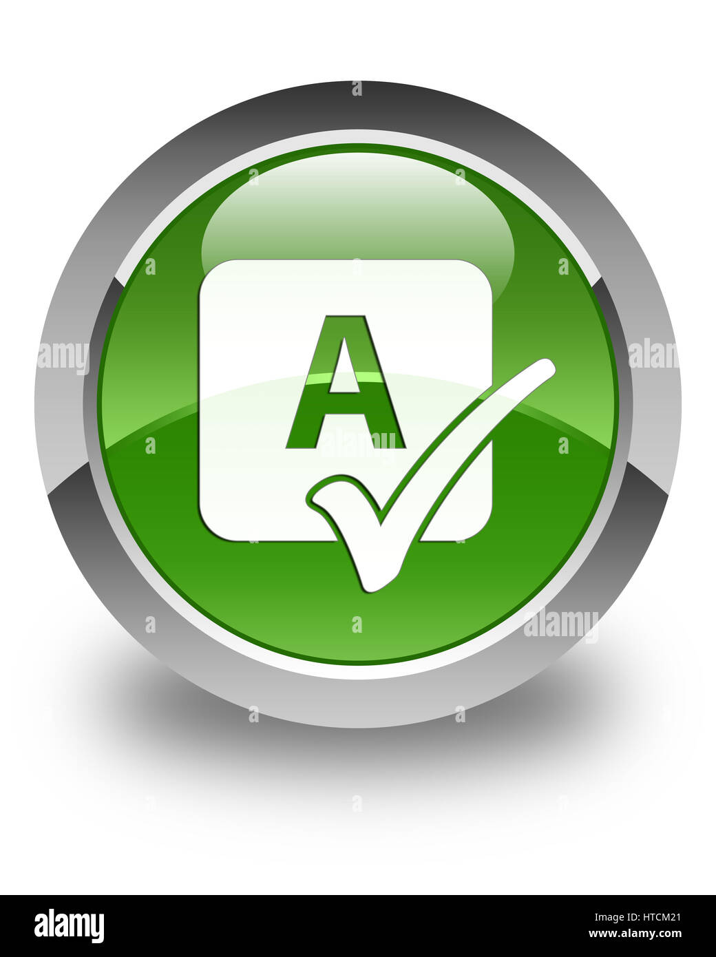 Spell check icon isolated on glossy soft green round button abstract ...
