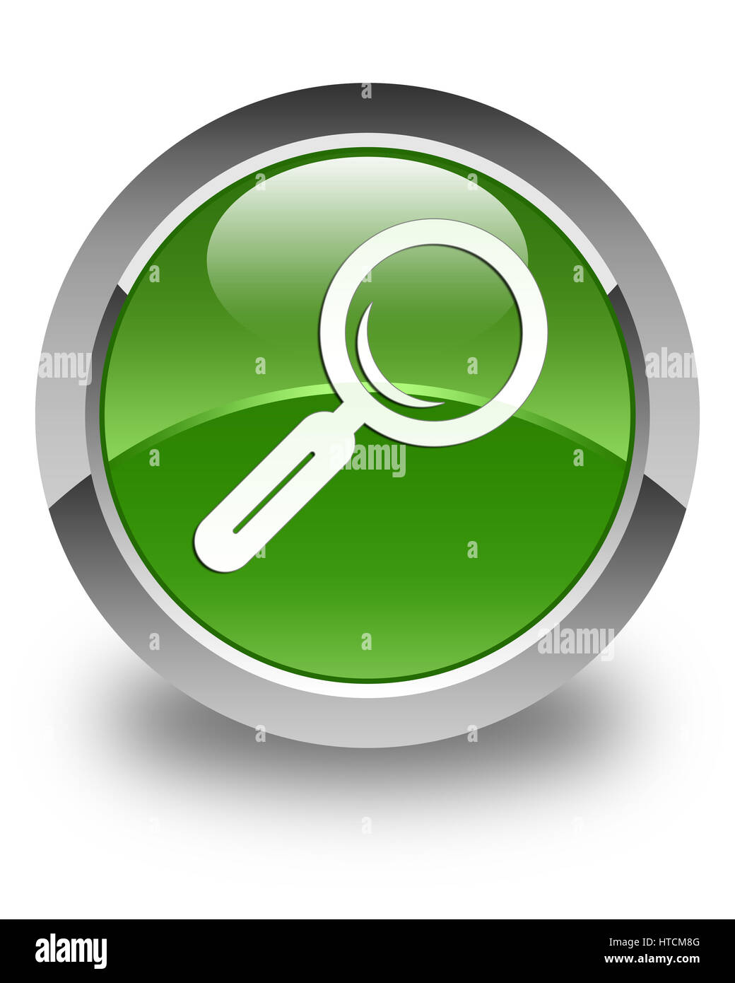 Magnifying glass icon isolated on glossy soft green round button ...