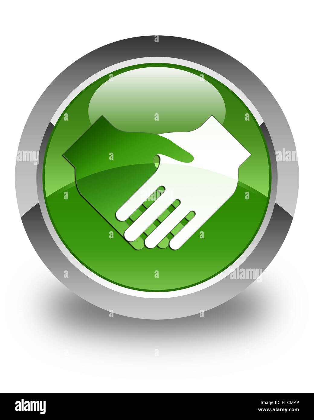 Handshake icon isolated on glossy soft green round button abstract ...