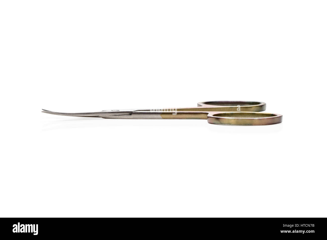 Beautiful metal manicure scissors, side view, isolated on white ...