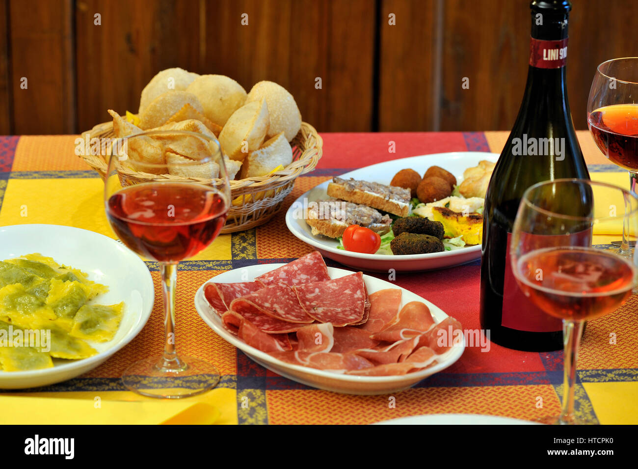 Italian food on italian restaurant table Stock Photo - Alamy