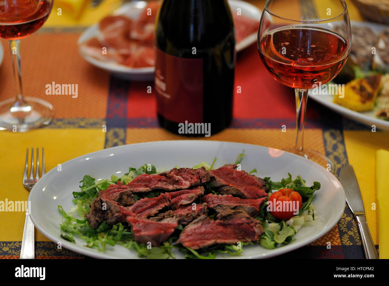 Italian food on italian restaurant table Stock Photo - Alamy