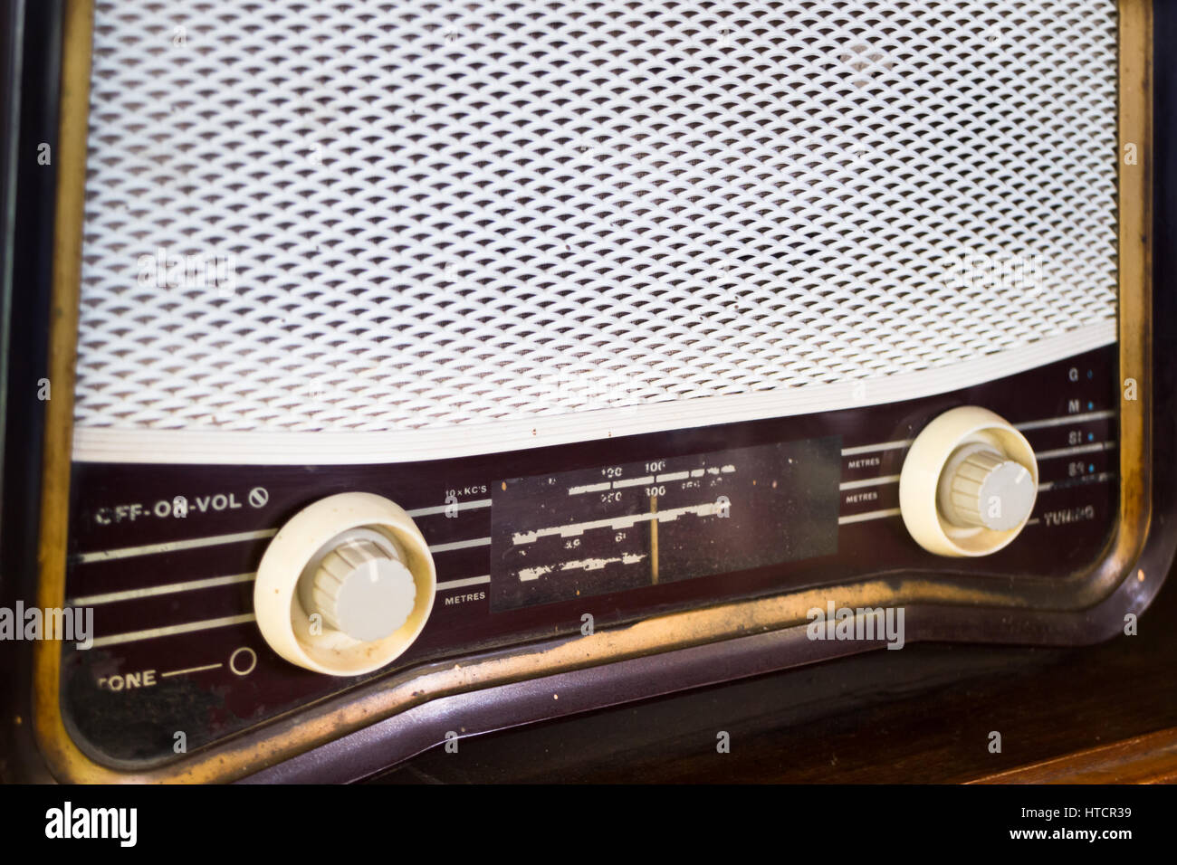 Retro Radio On Wooden Table, stock photo Stock Photo - Alamy