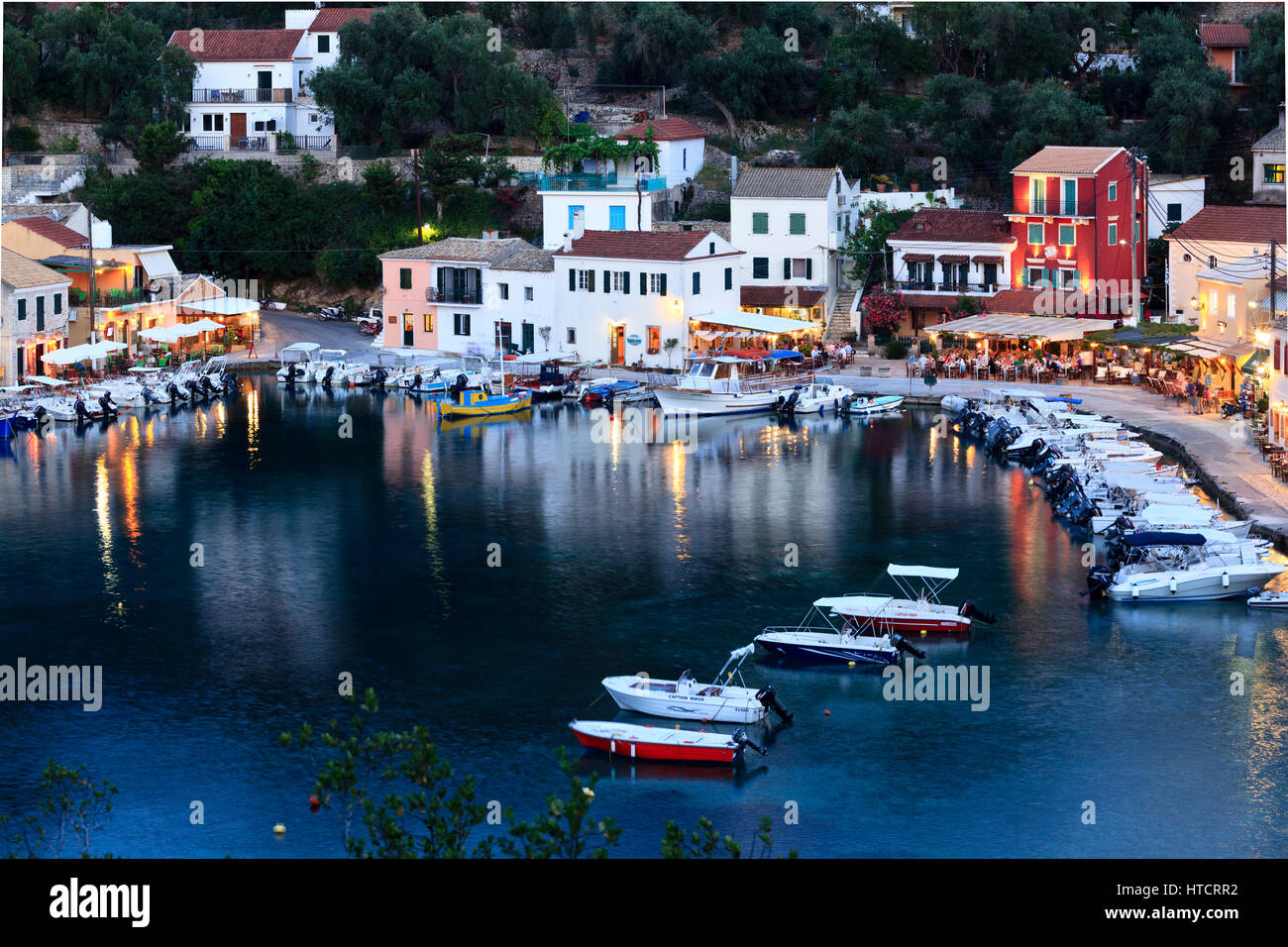 Loggos harbour at night, Paxos, Greece Stock Photo - Alamy