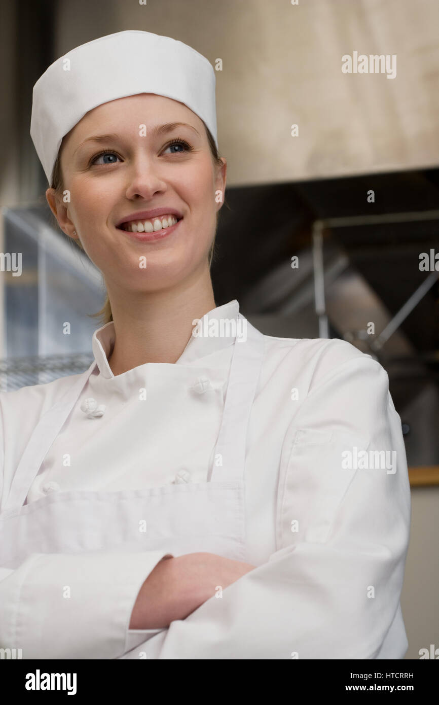 Chef looking up Stock Photo - Alamy
