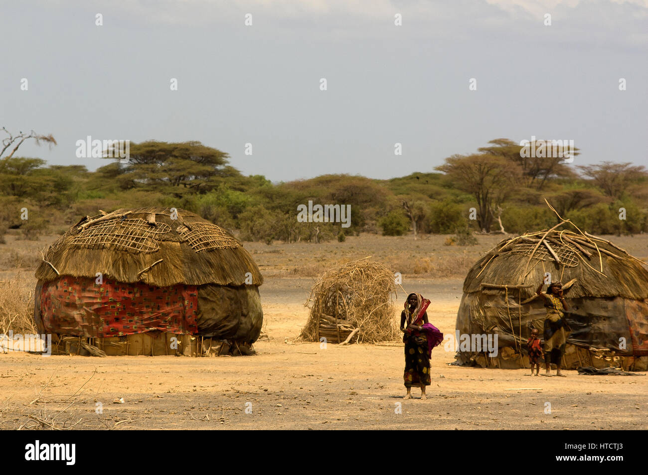 Scene at the remote village of North Horr where the Gabbra tribe live ...