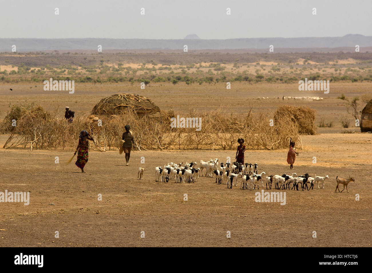 Scene at the remote village of North Horr where the Gabbra tribe live ...