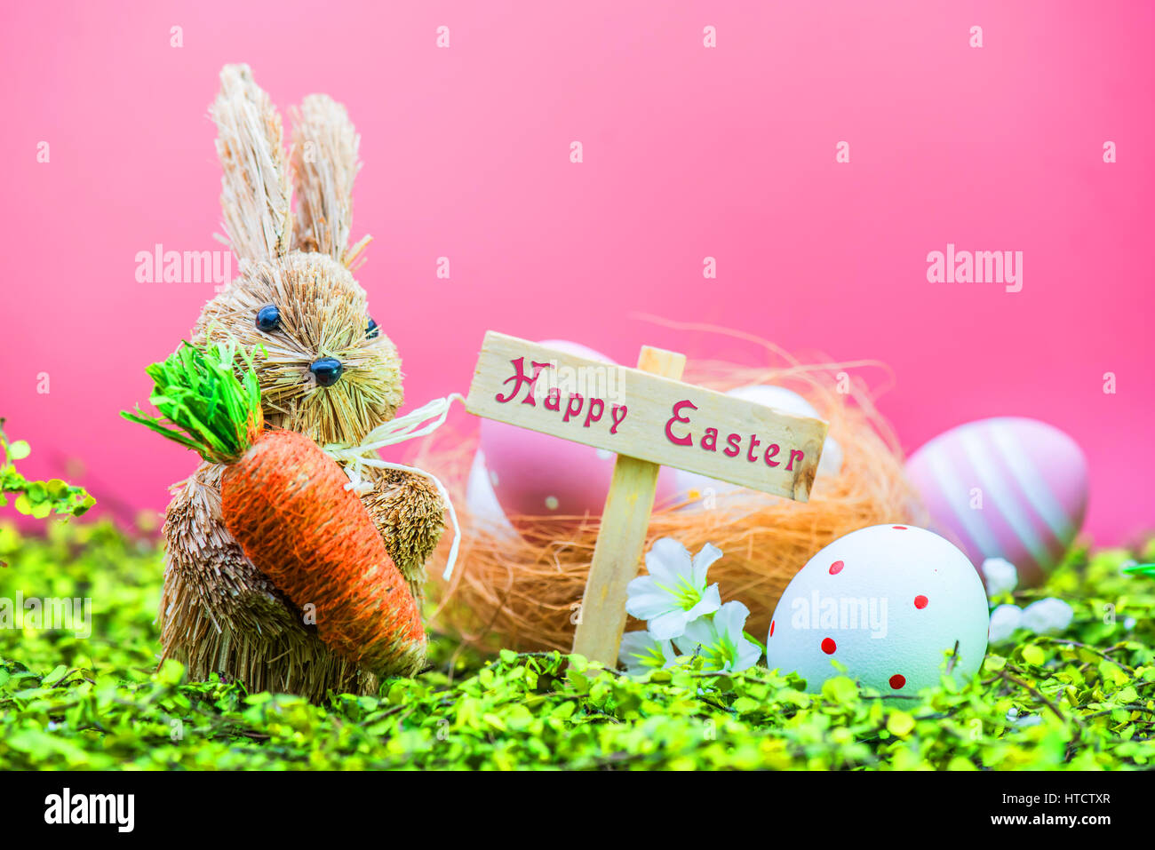 Happy Easter day, bunny and egg, Christians worldwide celebrate Stock ...