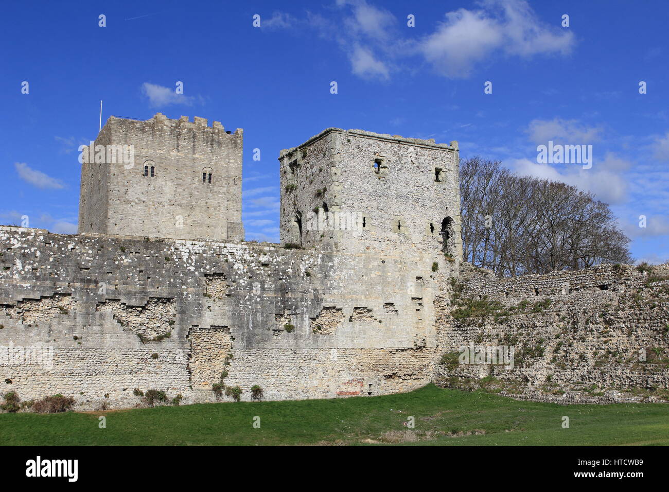 PORTCHESTER, HAMPSHIRE, ENGLAND, 30 MAR 2015: Portchester Castle is a ...