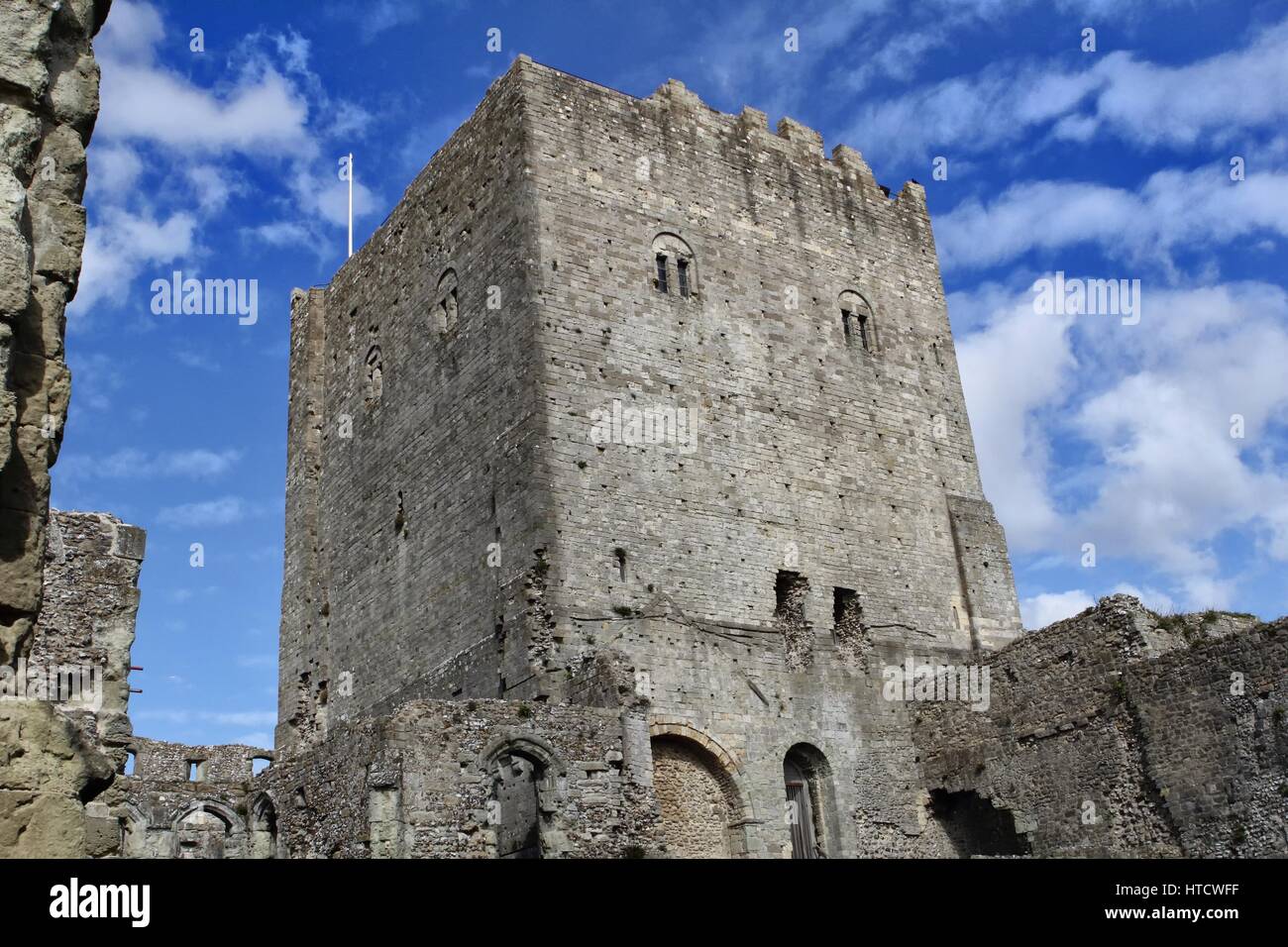 PORTCHESTER, HAMPSHIRE, ENGLAND, 30 MAR 2015: Portchester Castle is a ...