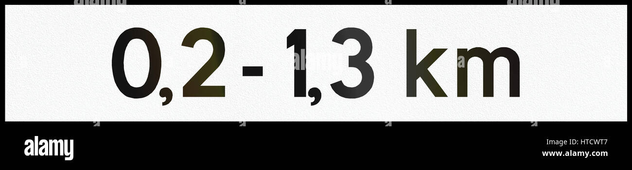 Norwegian supplementary road sign - Distance in kilometers Stock Photo ...