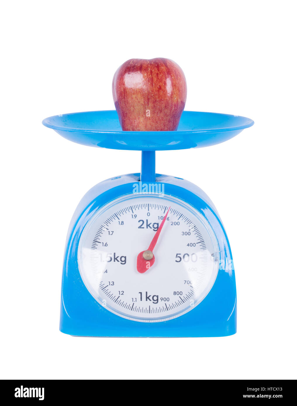 apple on kitchen scale isolated on white background (with clipping path ...