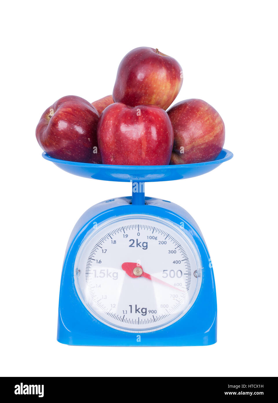 apple on kitchen scale isolated on white background (with clipping path ...