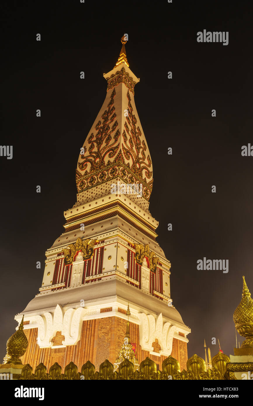 Wat Phra That Phanom temple at night, Nakhon Phanom, Thailand Stock ...