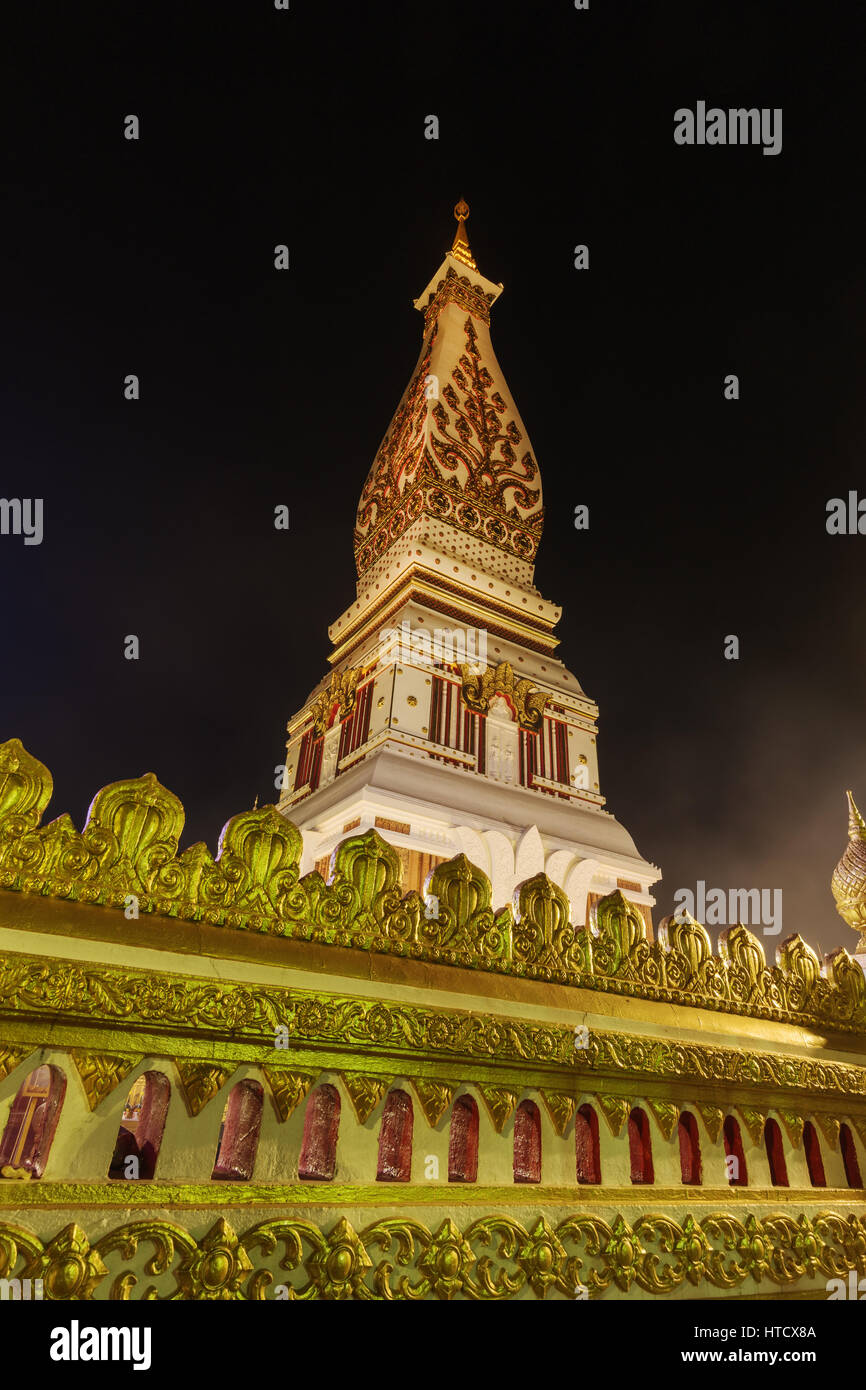 Wat Phra That Phanom temple at night, Nakhon Phanom, Thailand Stock ...