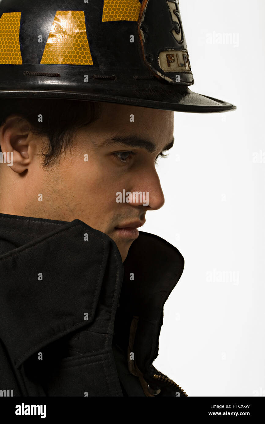 Portrait of a firefighter Stock Photo - Alamy