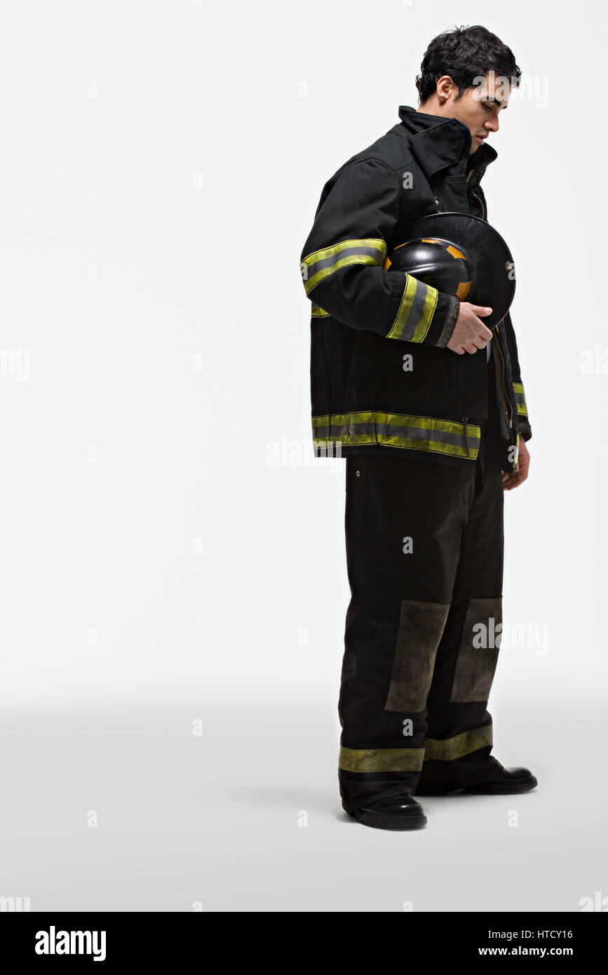 Portrait of a firefighter Stock Photo - Alamy