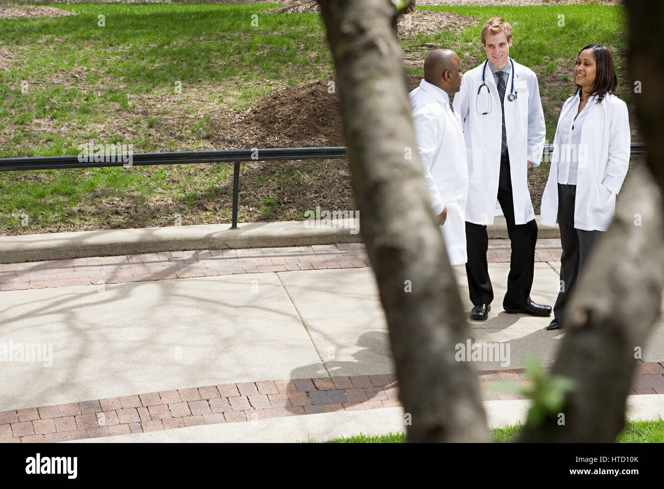 Doctors talking on a path Stock Photo - Alamy