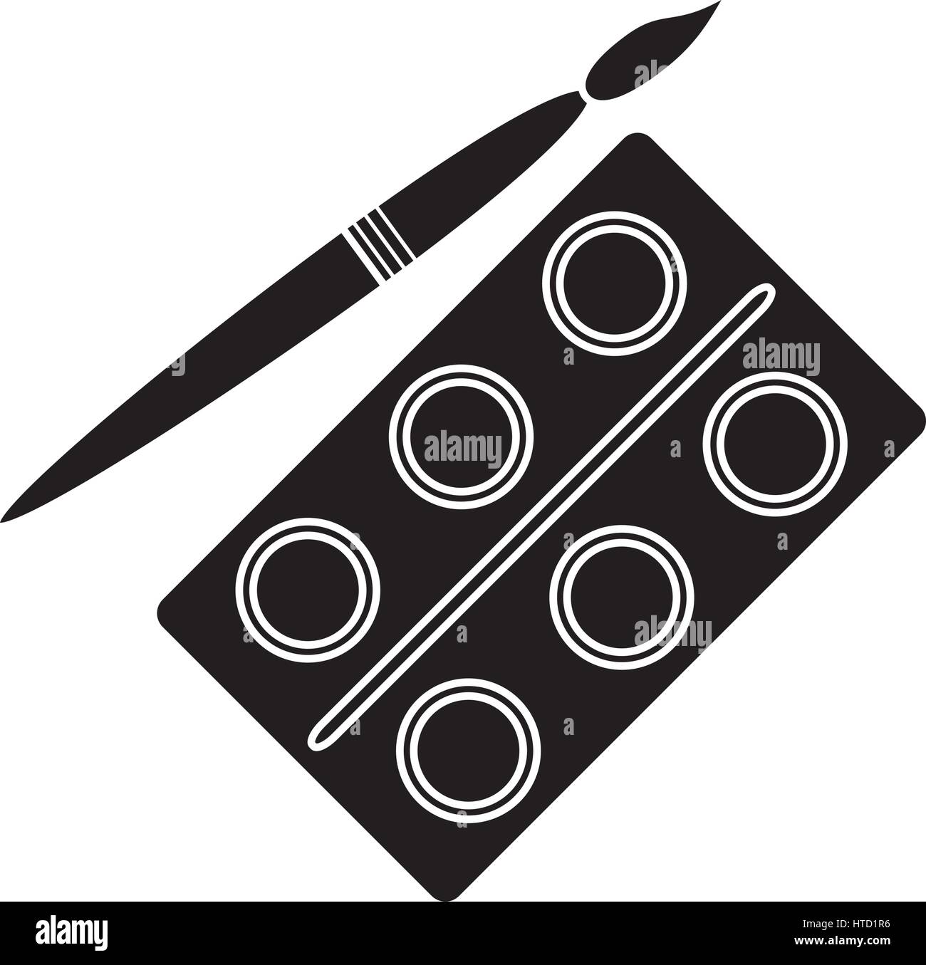 watercolors palette brush paint pictogram Stock Vector Image & Art - Alamy