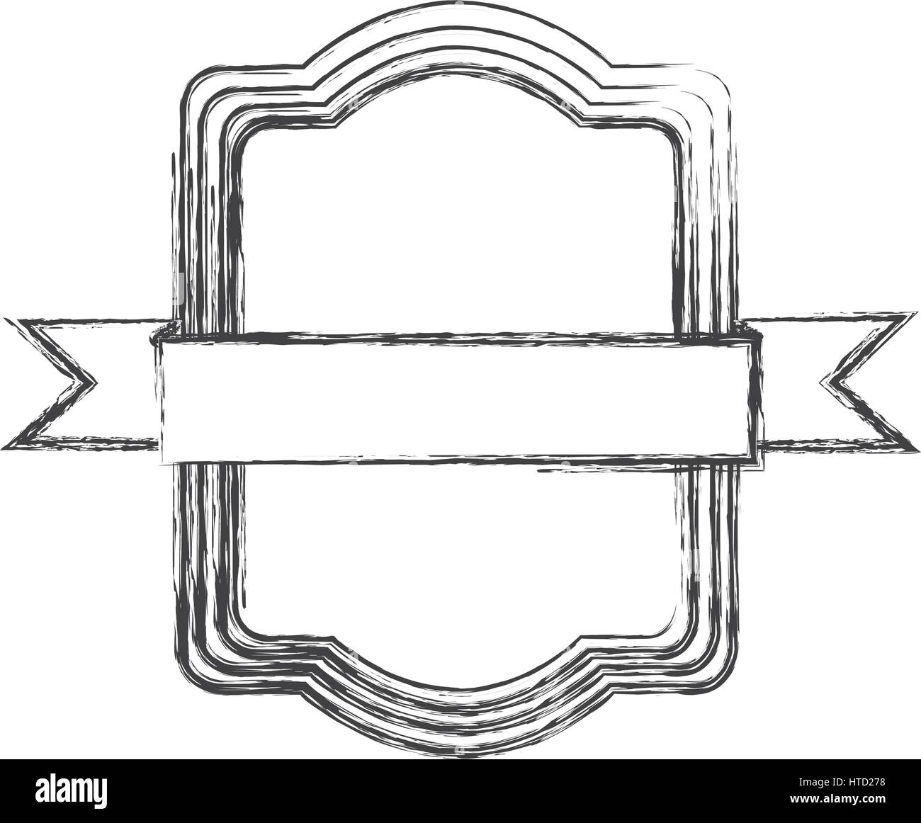 monochrome sketch of rectangular frame with ribbon in the center Stock ...