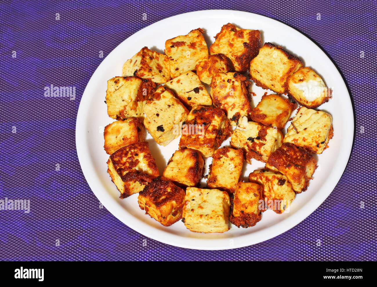 Fried paneer chunks Stock Photo - Alamy