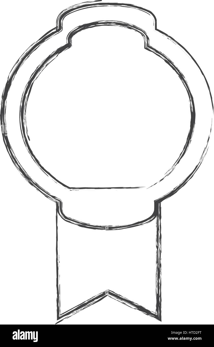 grayscale sketch of simple circular emblem with wide ribbon in the ...