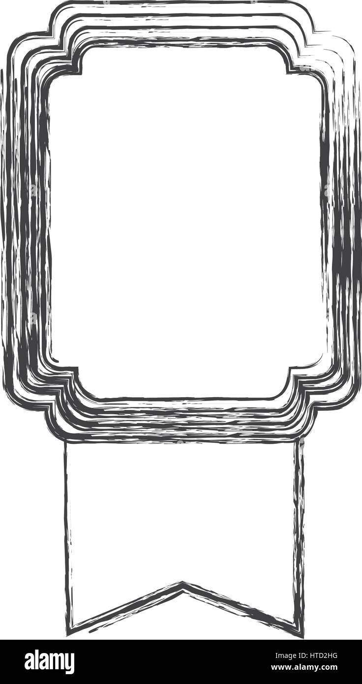 monochrome sketch of rectangular frame with wide ribbon Stock Vector ...
