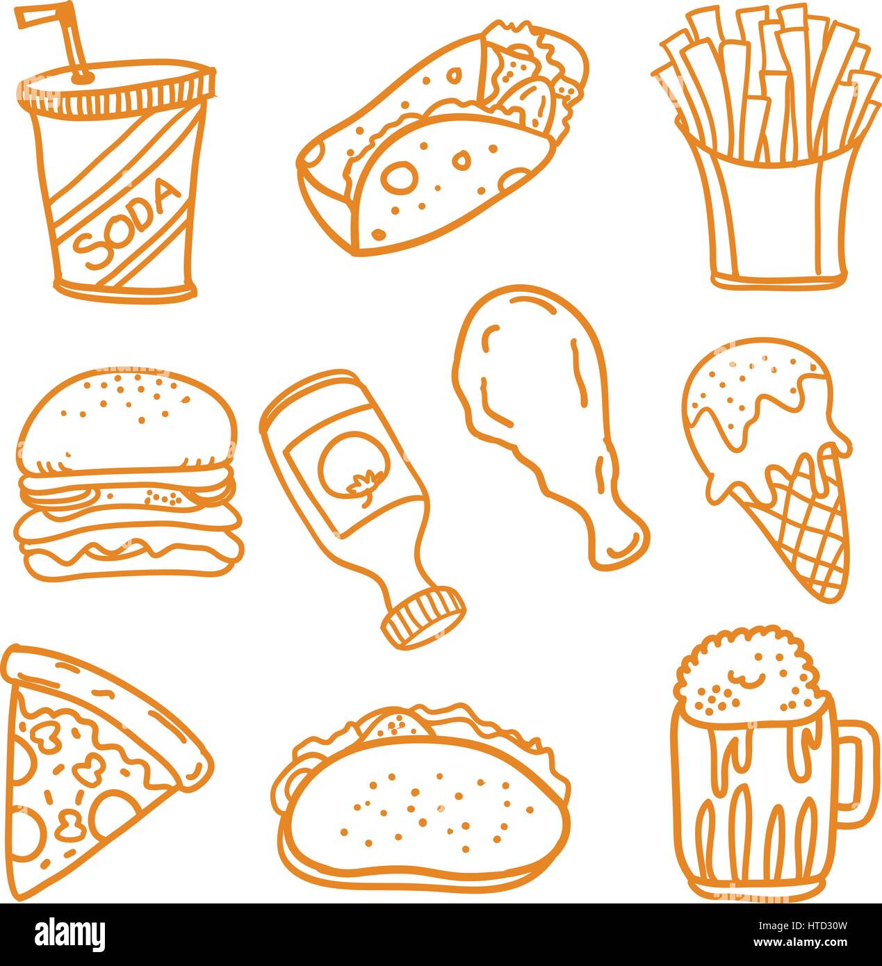 Fast food doodle set vector art Stock Vector Image & Art - Alamy