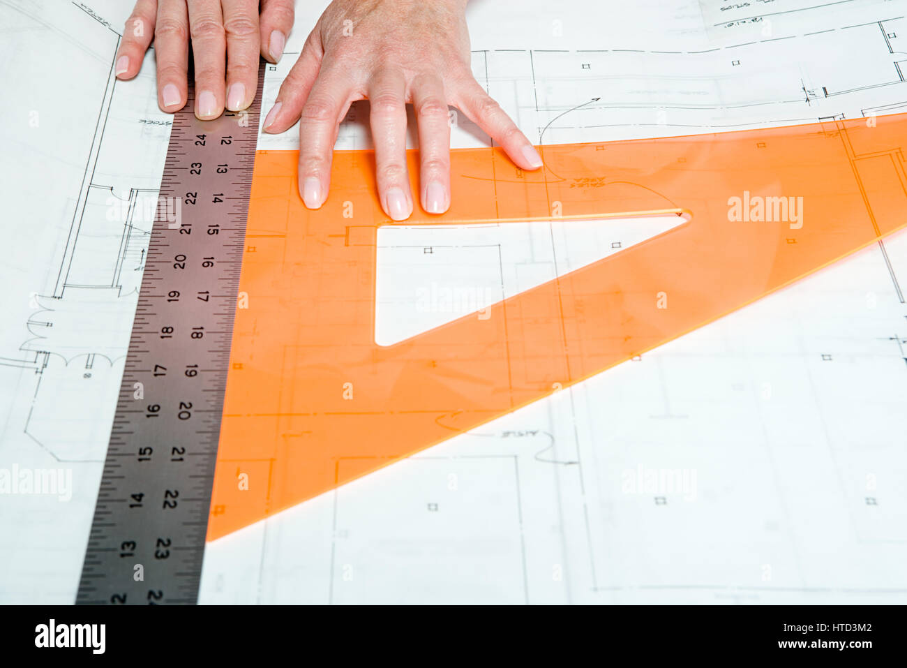 Architect using rulers Stock Photo - Alamy
