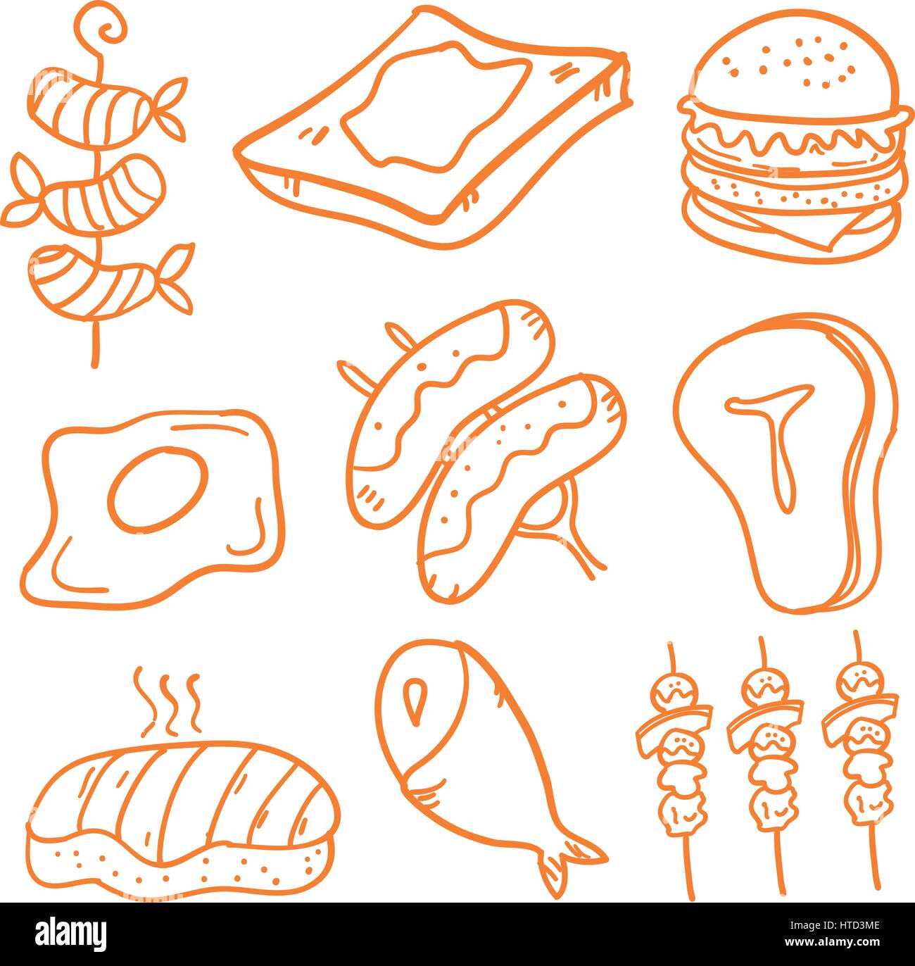 Set of fast food doodles Stock Vector Image & Art - Alamy