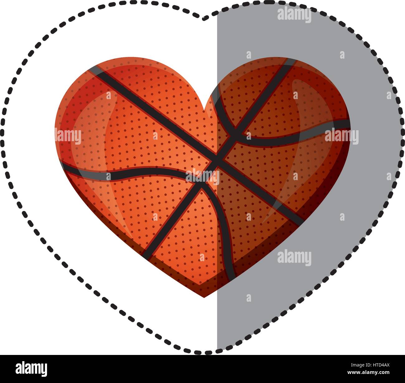 background sticker of heart with texture of basketball ball Stock ...
