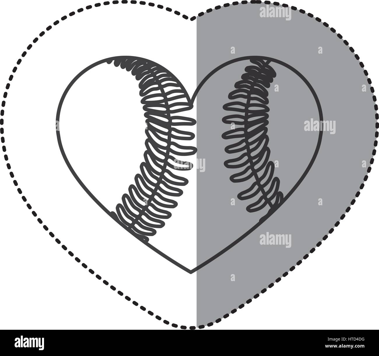 grayscale sticker of heart with texture of baseball ball Stock Vector ...