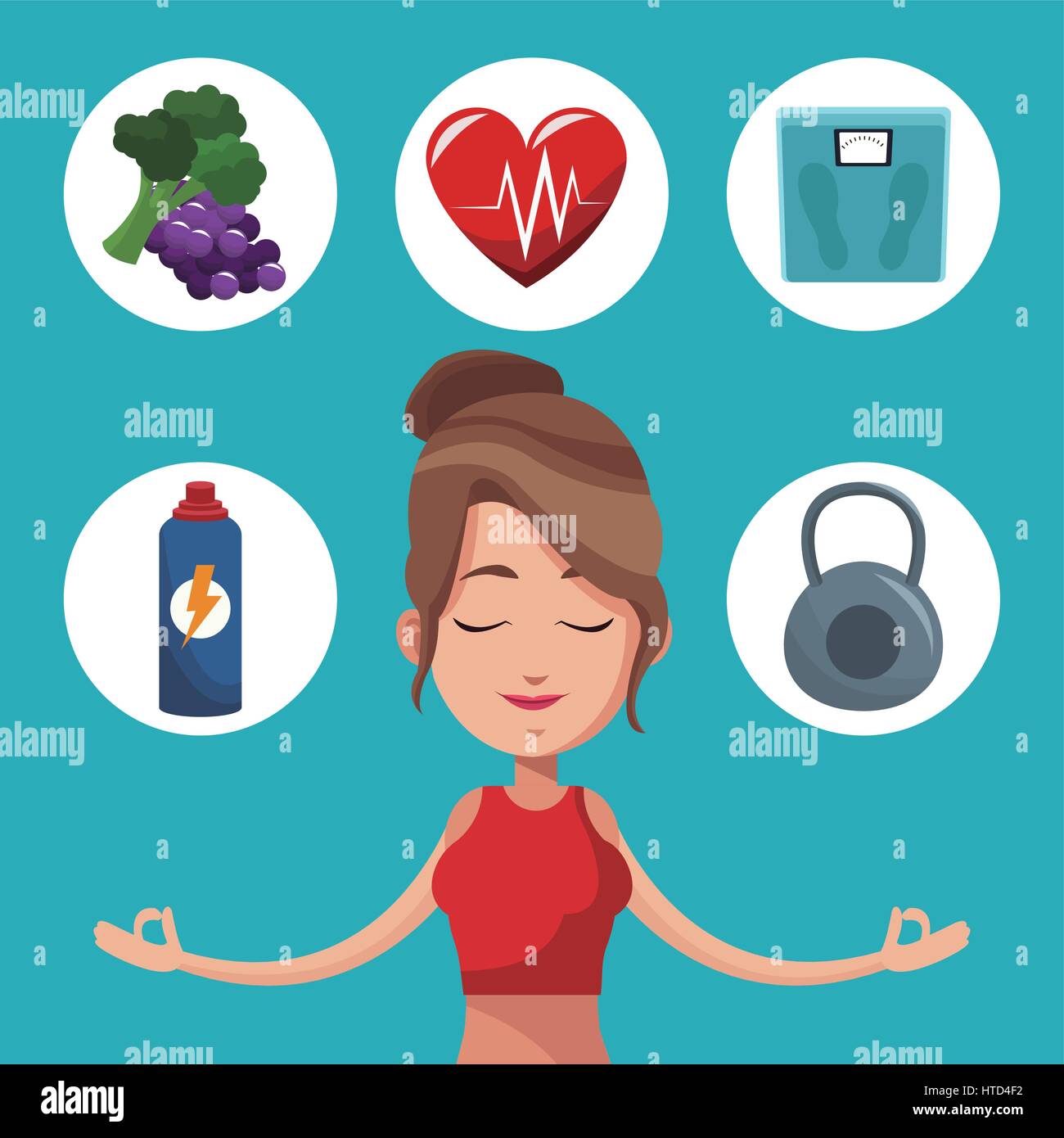 woman meditation exercise healthy icons Stock Vector Image & Art - Alamy