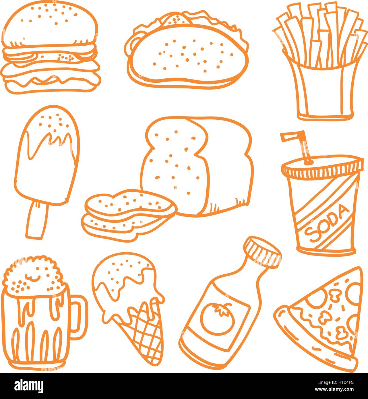 Doodle of fast food various Stock Vector Image & Art - Alamy