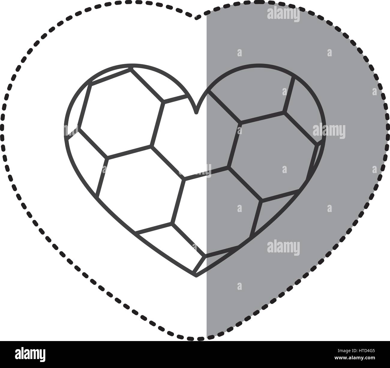 grayscale sticker of heart with texture of soccer ball Stock Vector ...