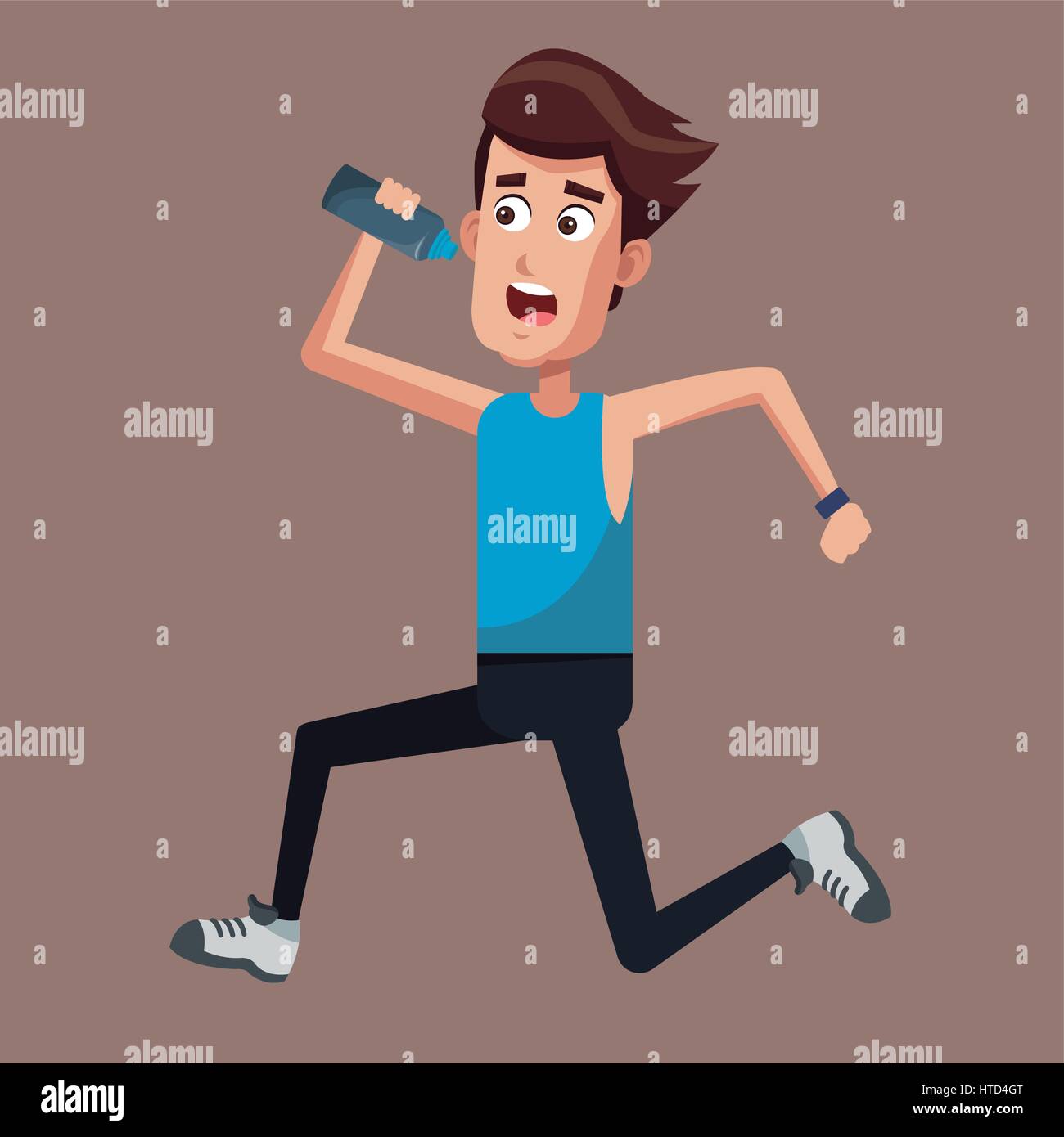 healthy man running bottle water Stock Vector Image & Art - Alamy